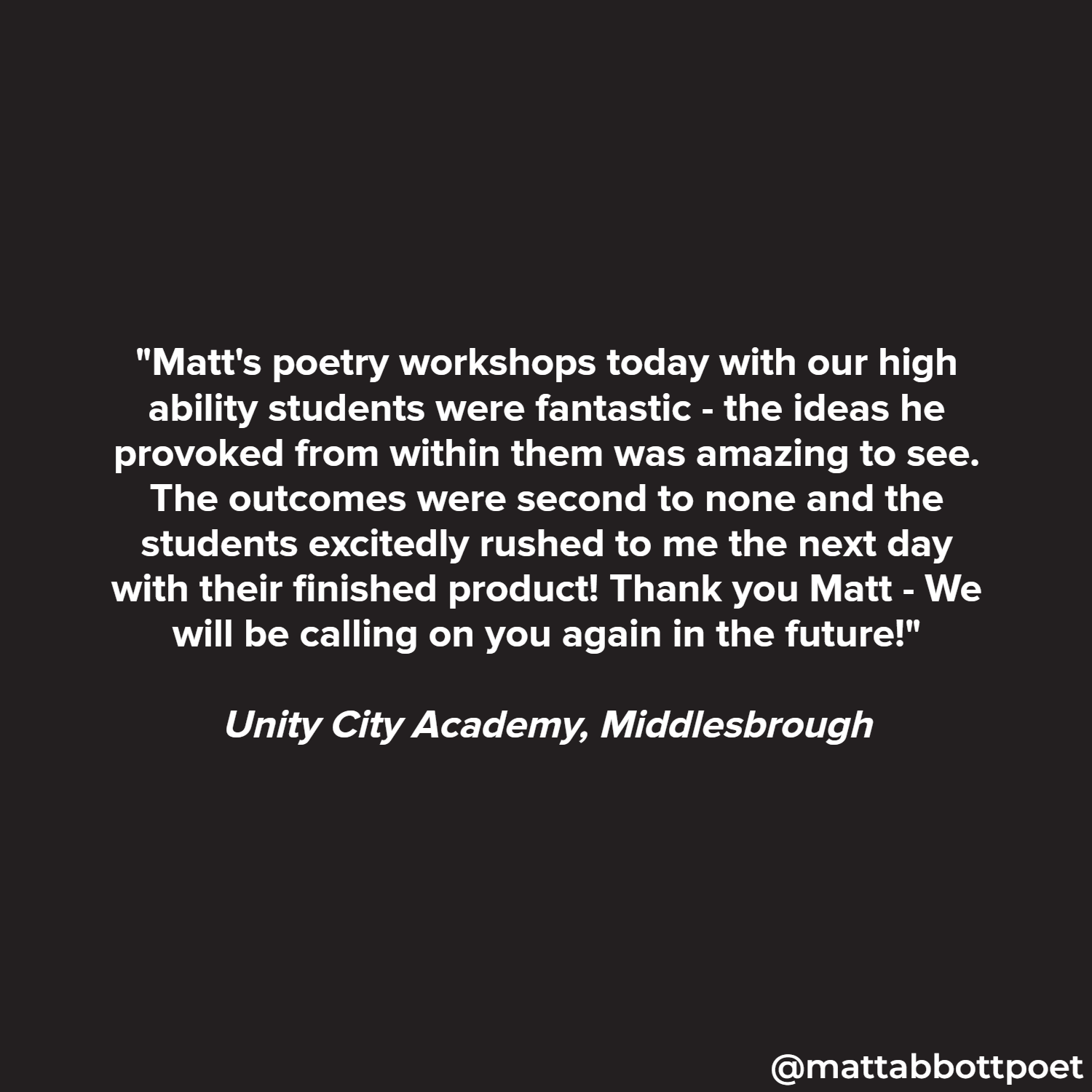 EDUCATION | Matt Abbott Poet